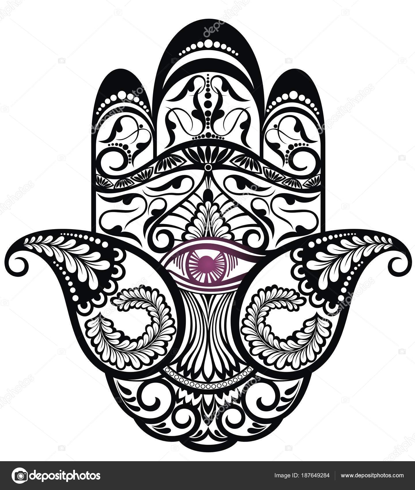 Hamsa Hand Fatima Vector Illustration — Stock Vector © Ksyshakiss ...