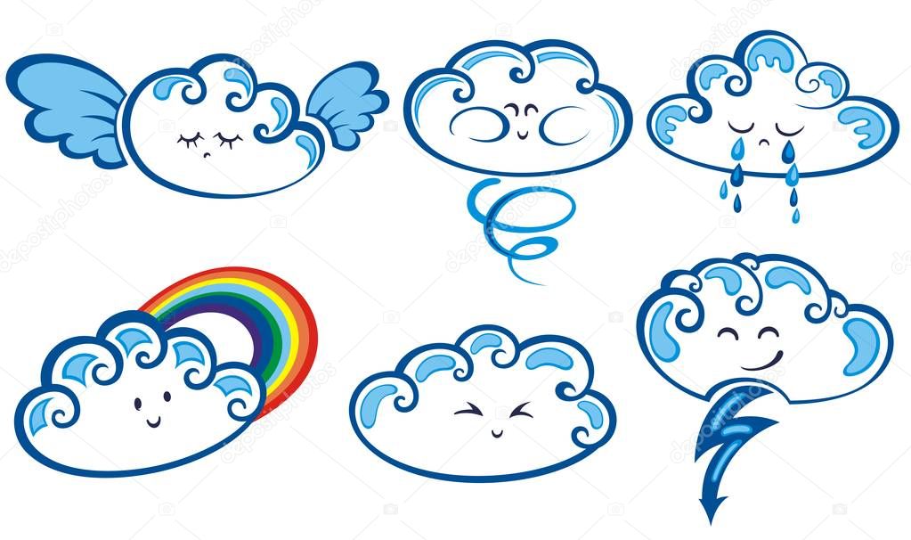 Emotional Weather Forecast Funny Clouds — Stock Vector © Ksyshakiss ...