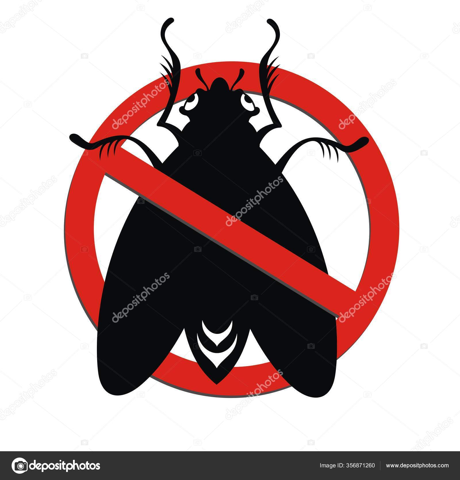 Warning Sign Stop Fly Prohibition Sign Insect Pest — Stock Vector ...