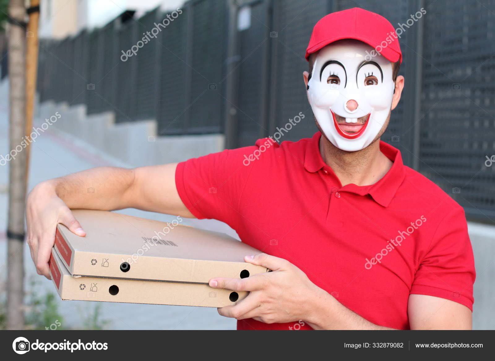 Pizza Delivery Worker Urban Background Stock Photo by ©albejor2002 ...