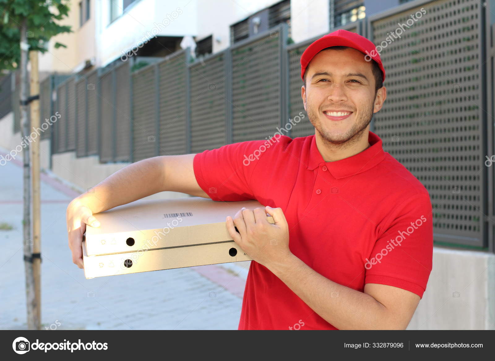 Pizza Delivery Worker Urban Background Stock Photo by ©albejor2002 ...