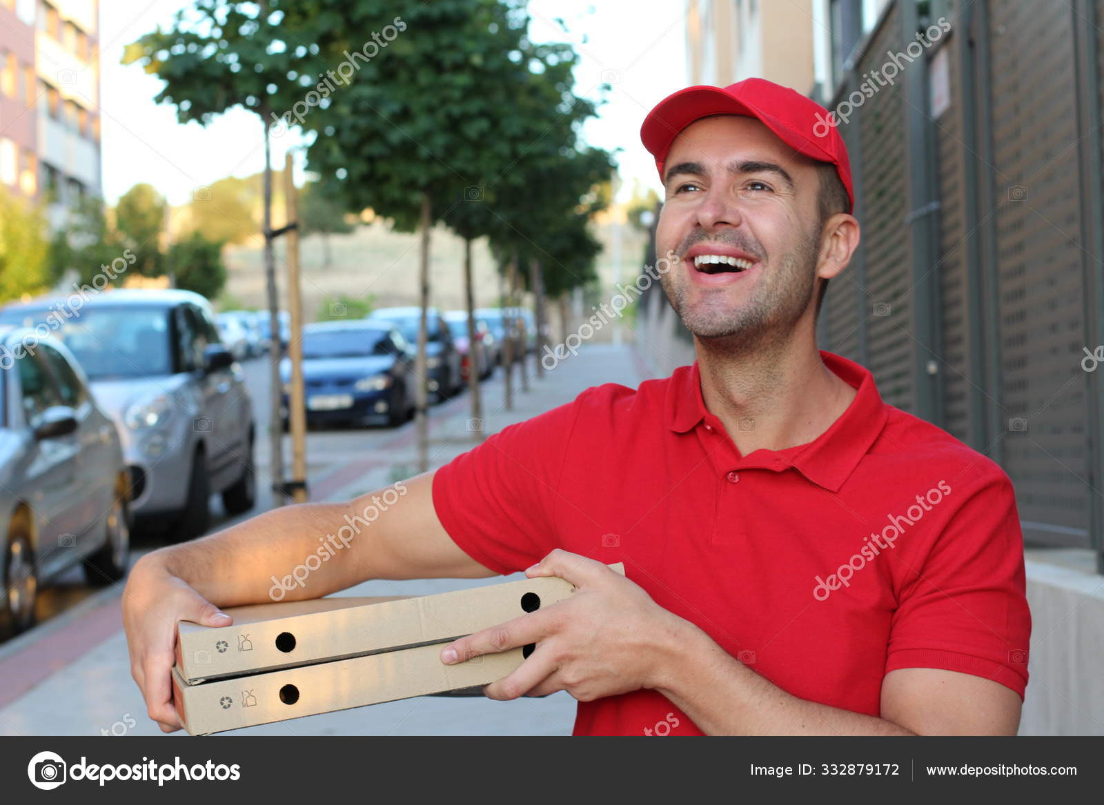 Pizza Delivery Worker Urban Background Stock Photo by ©albejor2002 ...