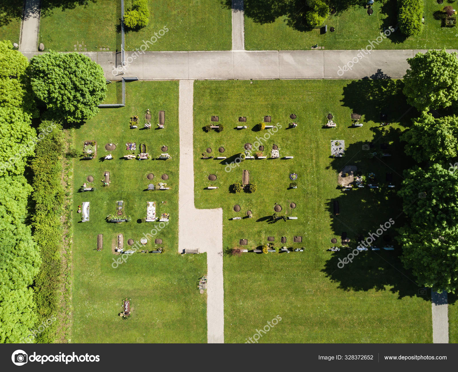 Aerial View Cemetery Background Stock Photo by ©oiramn 328372652