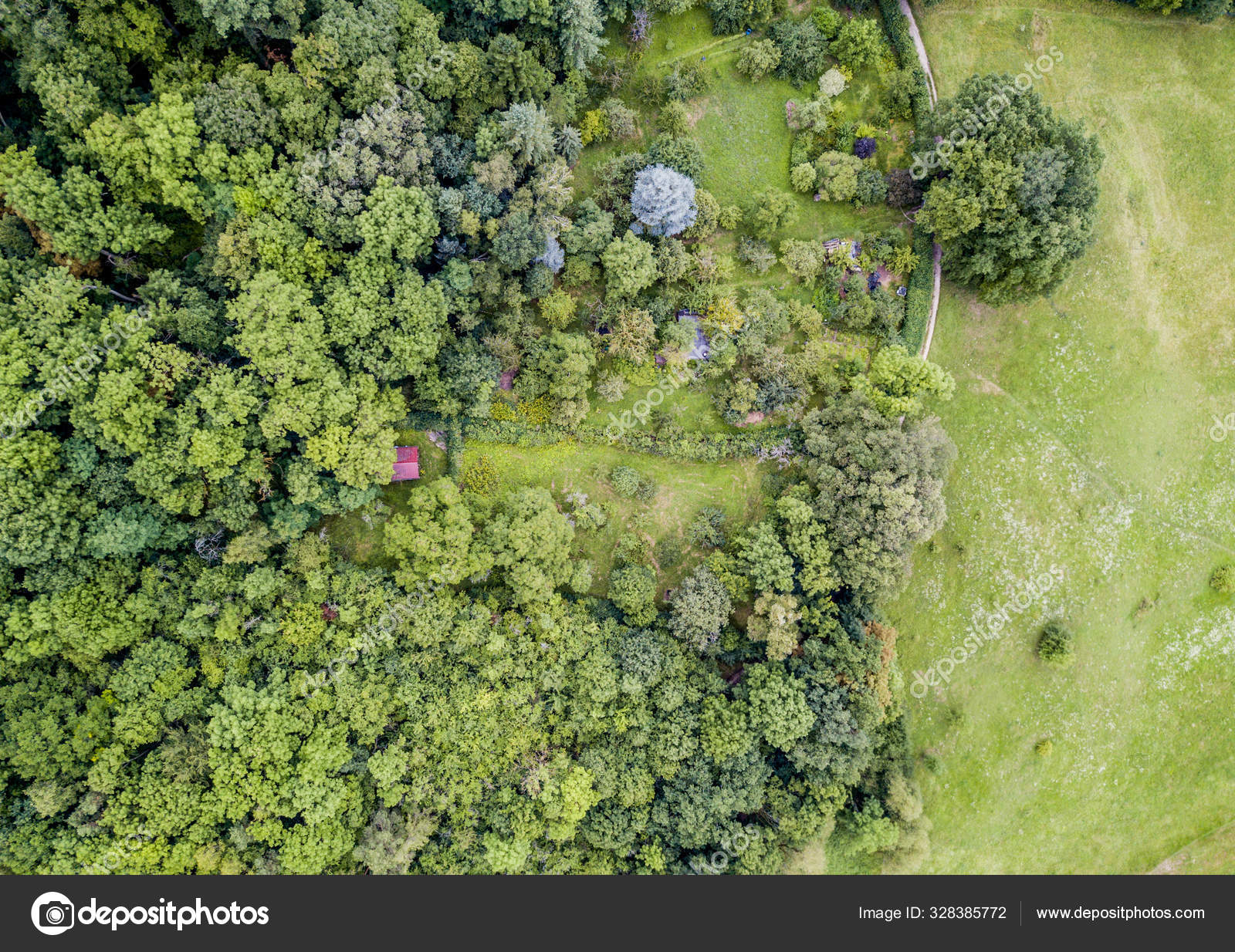 Aerial View Forest Open Area Switzerland Calm Countryside Stock Photo ...