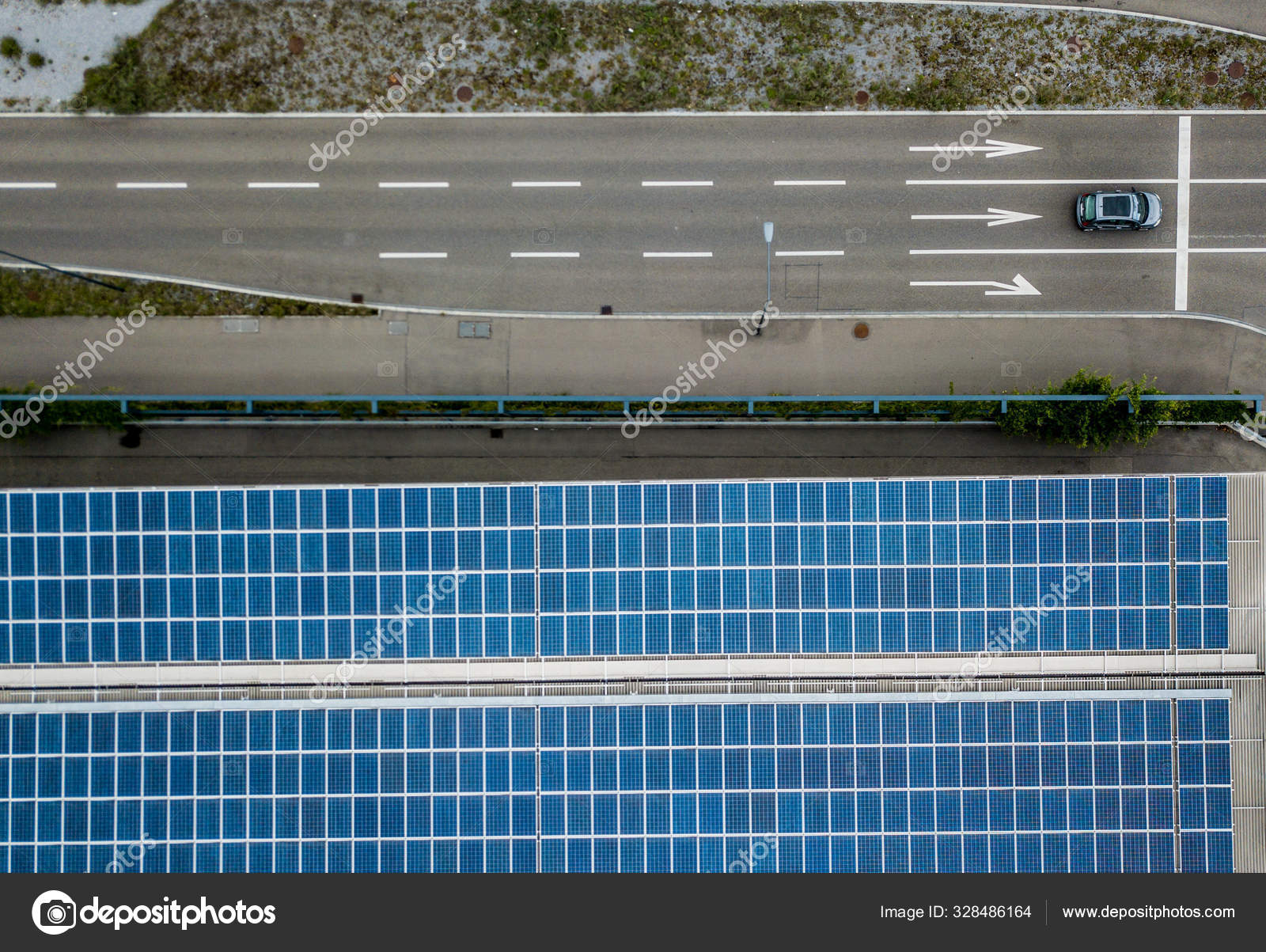 Aerial View Solar Panel Road — Stock Photo © oiramn #328486164
