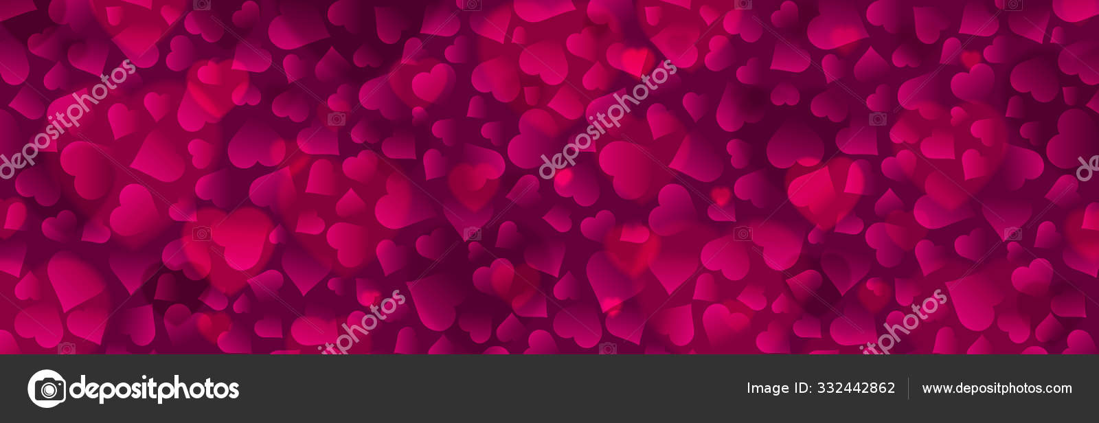Pink banner with valentines hearts. Valentines greeting banner ...