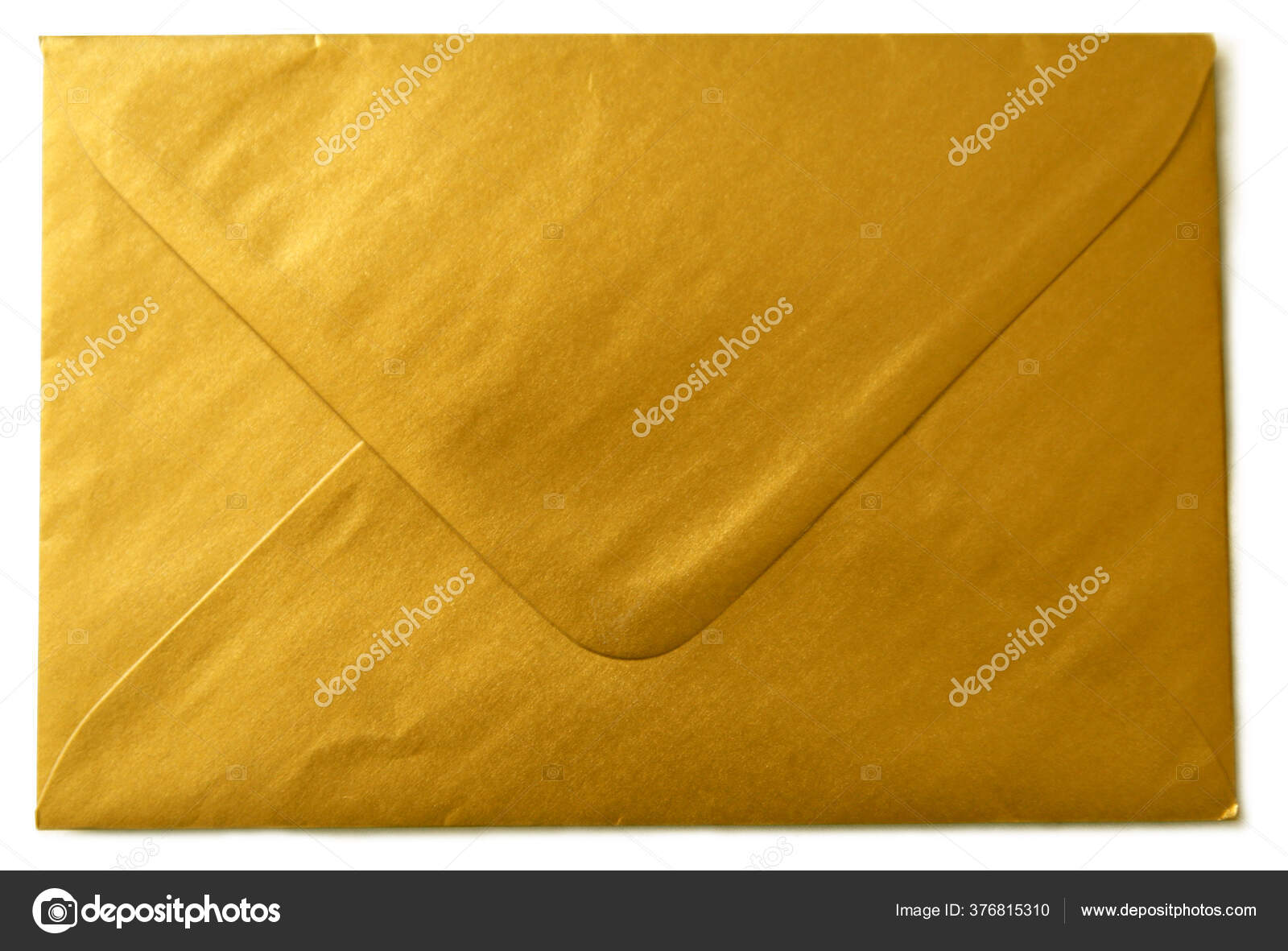 Golden Envelope Isolated White Background Shiny Gold Envelopes Greeting ...