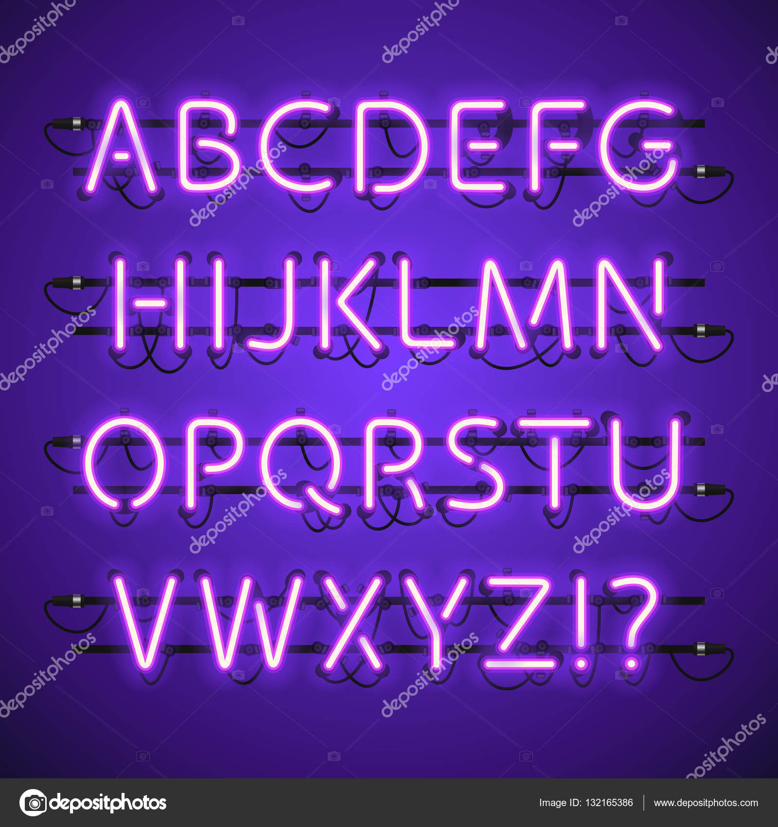 Glowing Neon Violet Alphabet Stock Vector by ©Voysla 132165386