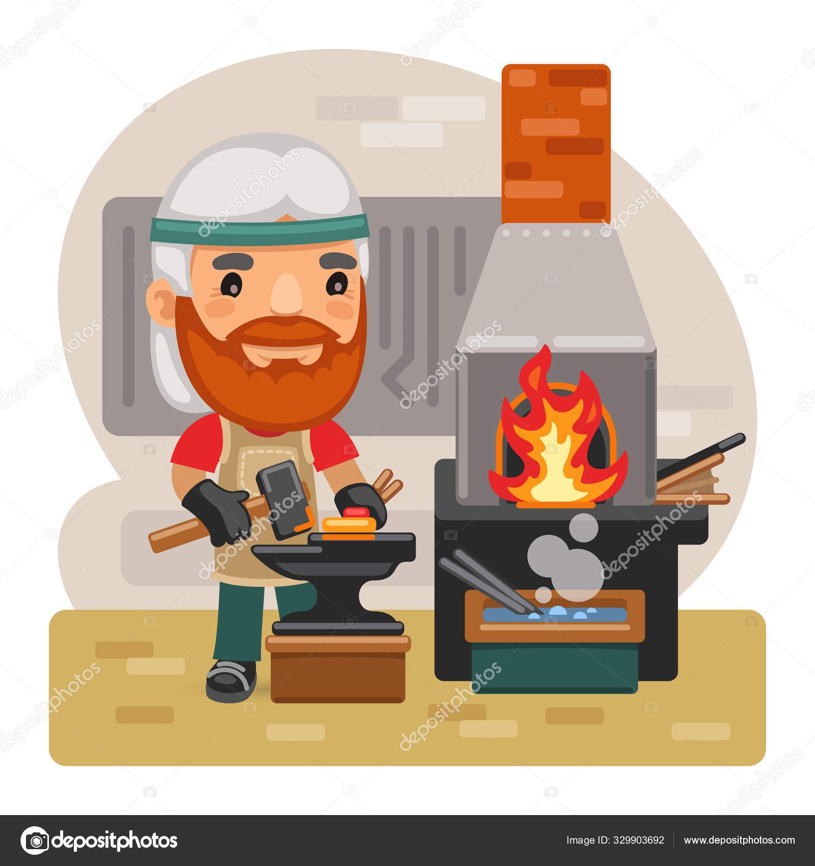 Cartoon Blacksmith with a Hammer Stock Vector by ©Voysla 329903692