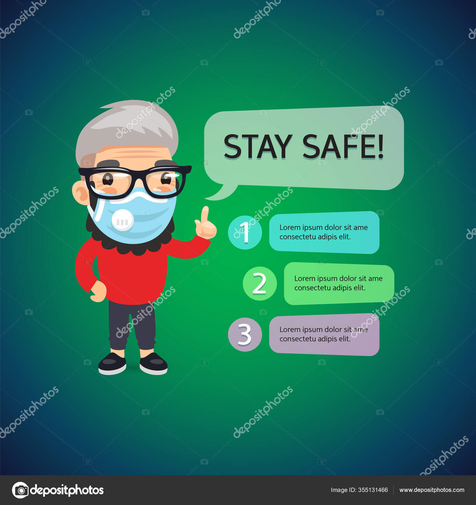 Flat Cartoon Man Stay Safe Banner — Stock Vector © Voysla #355131466