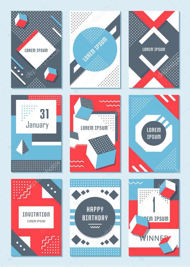 Vector Set Geometric Pattern, Flyers and Banners Stock Vector by ...