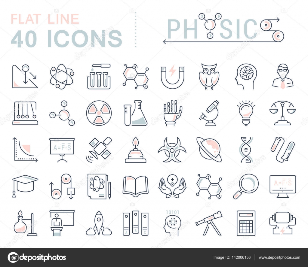 Set Vector Flat Line Icons Physic Stock Vector Image by ©andrei45454 ...