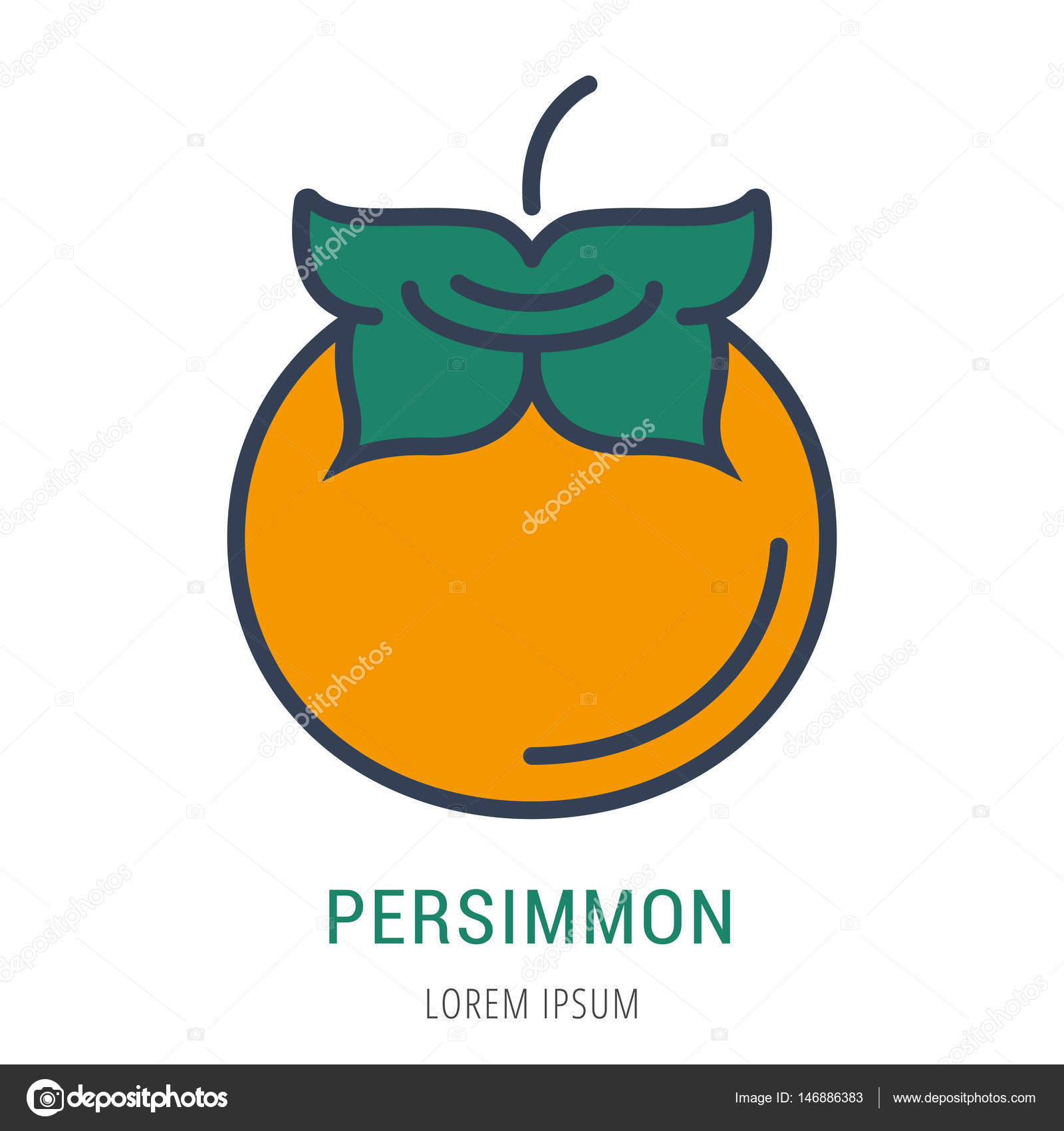 Vector Simple Logo Template Persimmon Stock Vector Image by ...