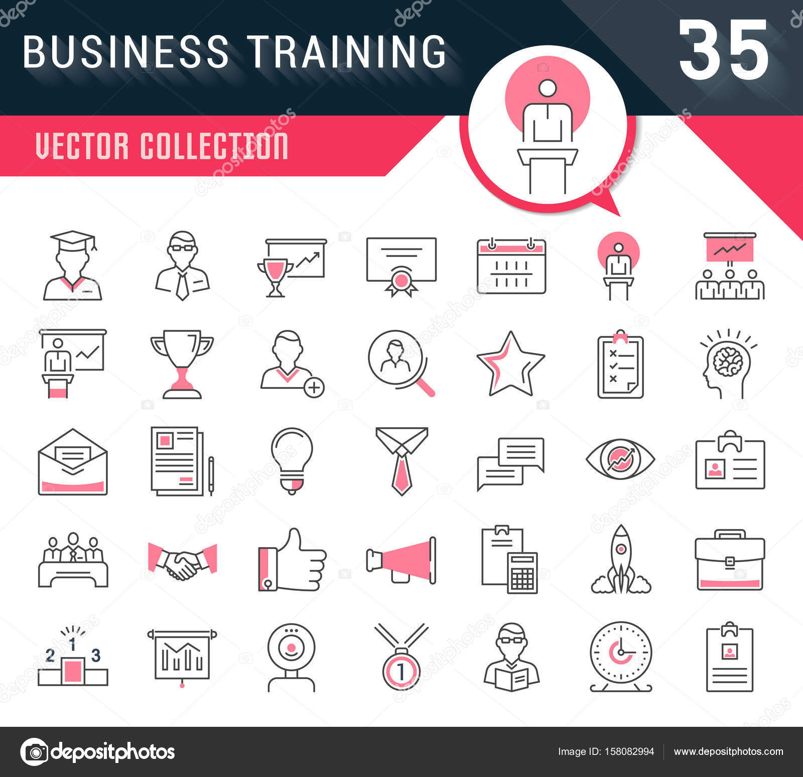 Set Vector Flat Line Icons Business Training Stock Vector Image by ...