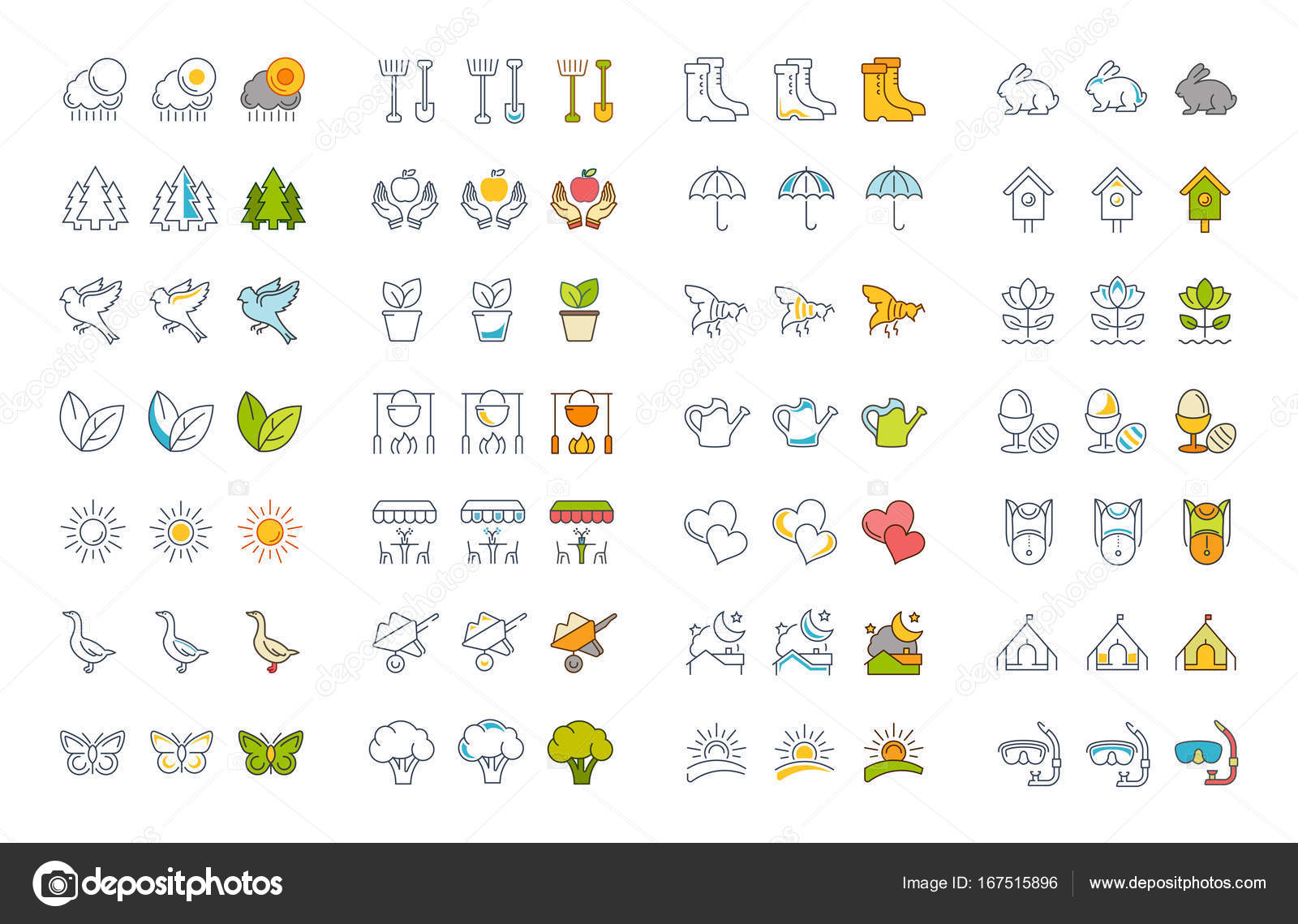 Set Vector Flat Line Icons Spring Stock Vector Image by ©andrei45454 ...