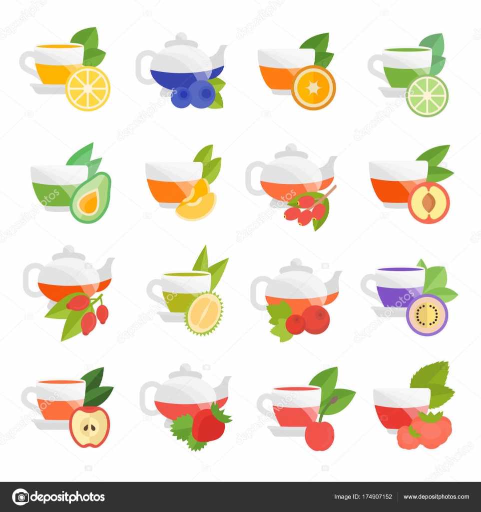 Set Vector Flat Icons of Fruit Tea Stock Vector Image by ©andrei45454 ...