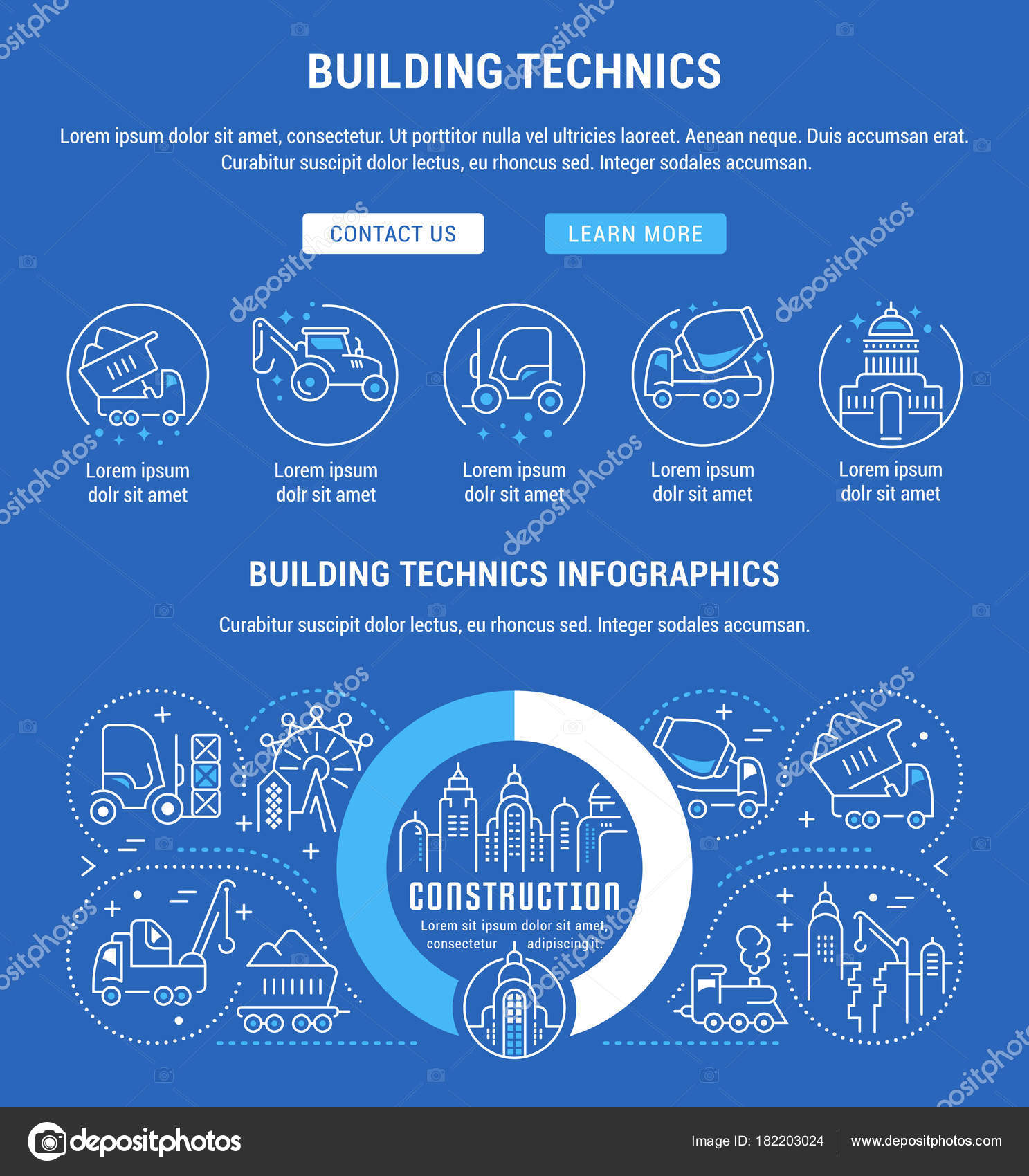 Line Illustration Building Technics Concept Web Banners Printed ...