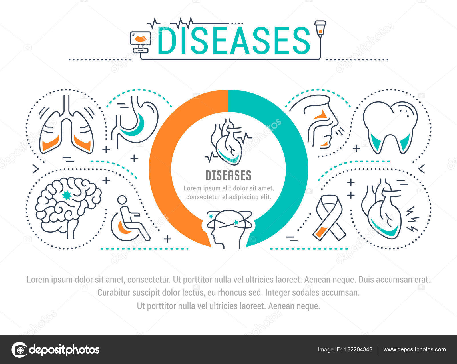 Line Illustration Diseases Concept Web Banners Printed Materials ...