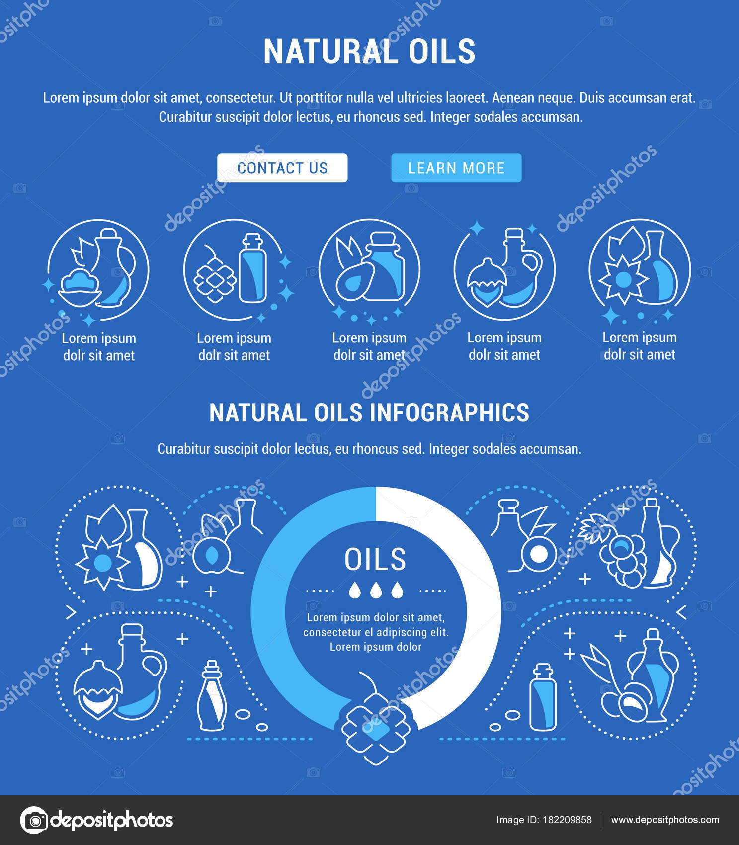 Line Illustration Oils Concept Web Banners Printed Materials Template ...