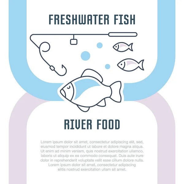 Line Illustration Lake River Fish Concept Web Banners Printed Materials ...
