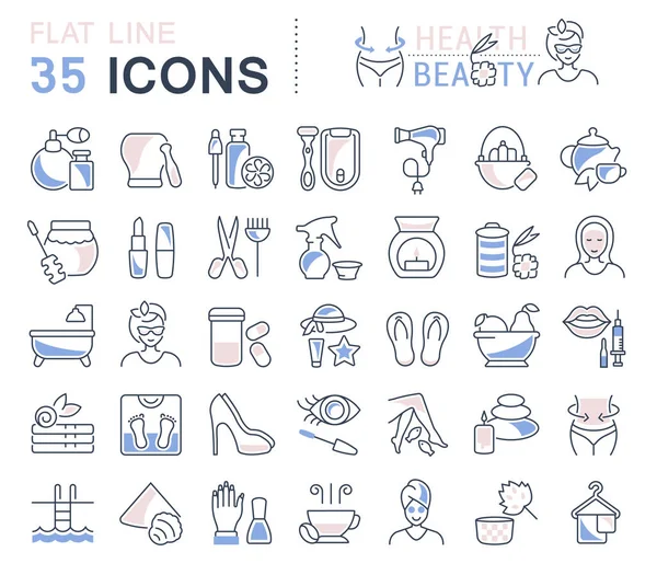 Conjunto de iconos de l nea vectorial, signos y s mbolos con elementos planos de salud y belleza ...