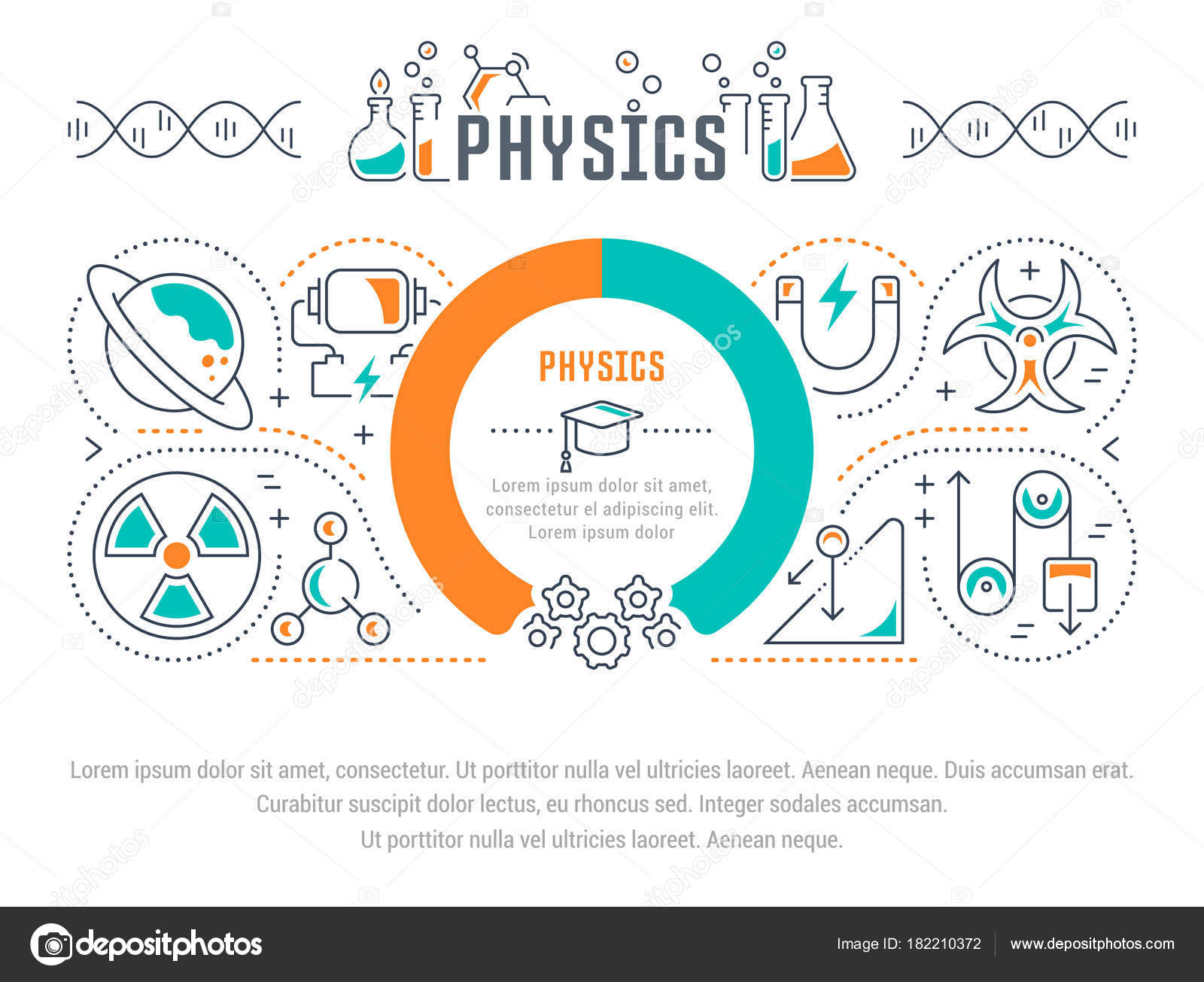 Line Illustration Physics Concept Web Banners Printed Materials ...