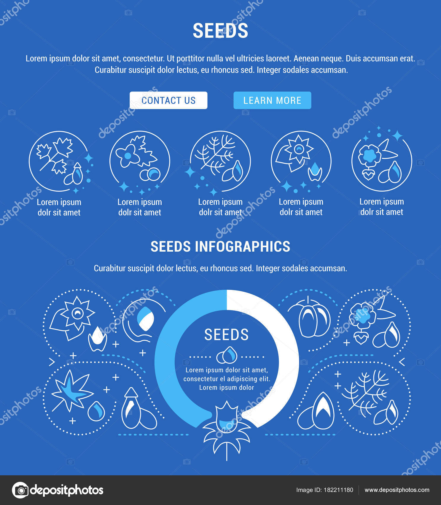 Line Illustration Seeds Concept Web Banners Printed Materials Template ...