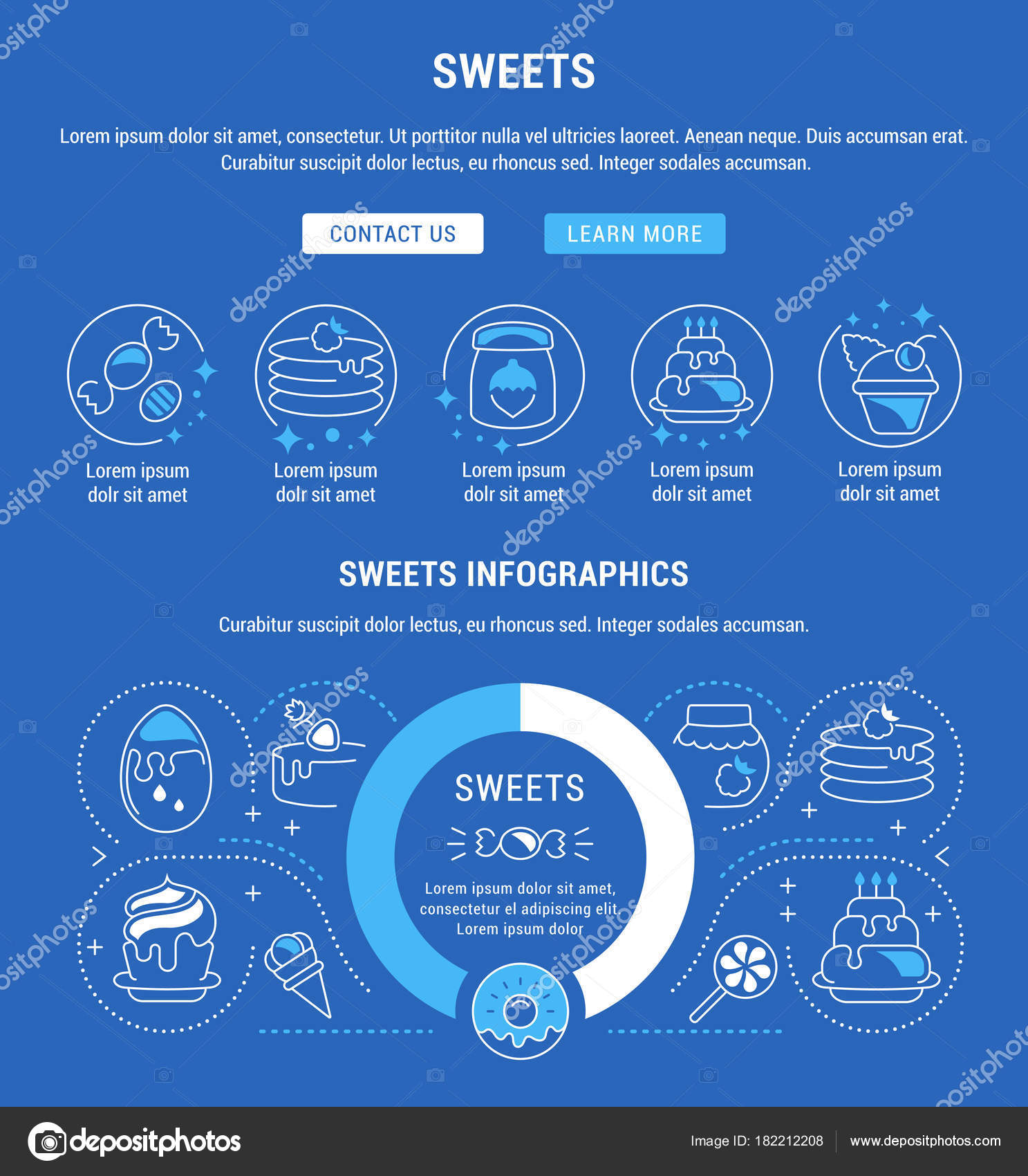 Line Illustration Sweets Concept Web Banners Printed Materials Template ...