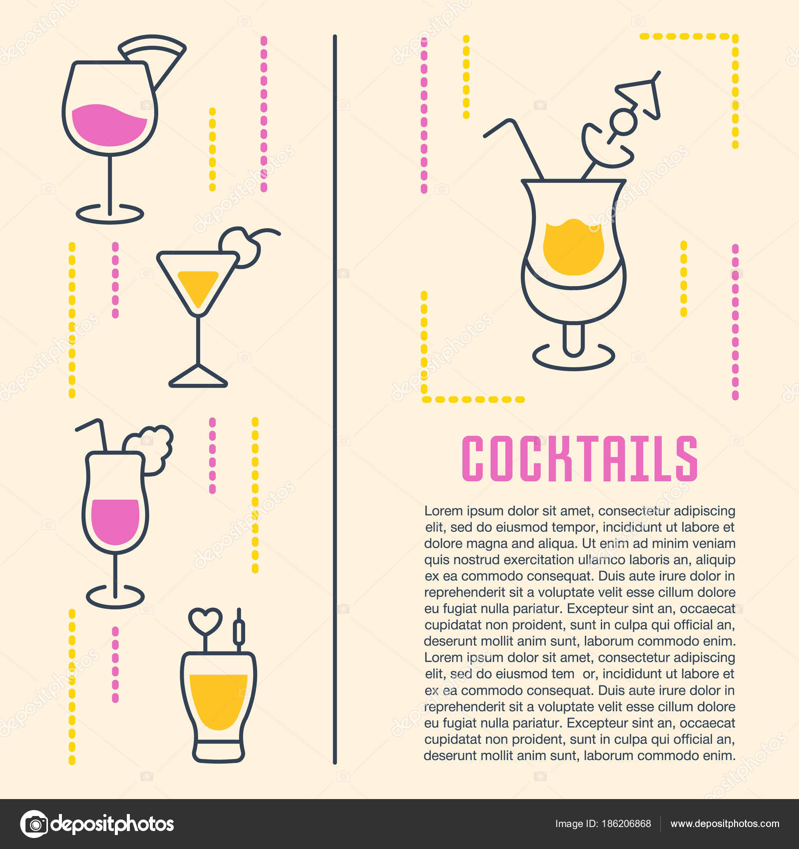 Website Banner and Landing Page of Cocktails. Stock Vector by ...