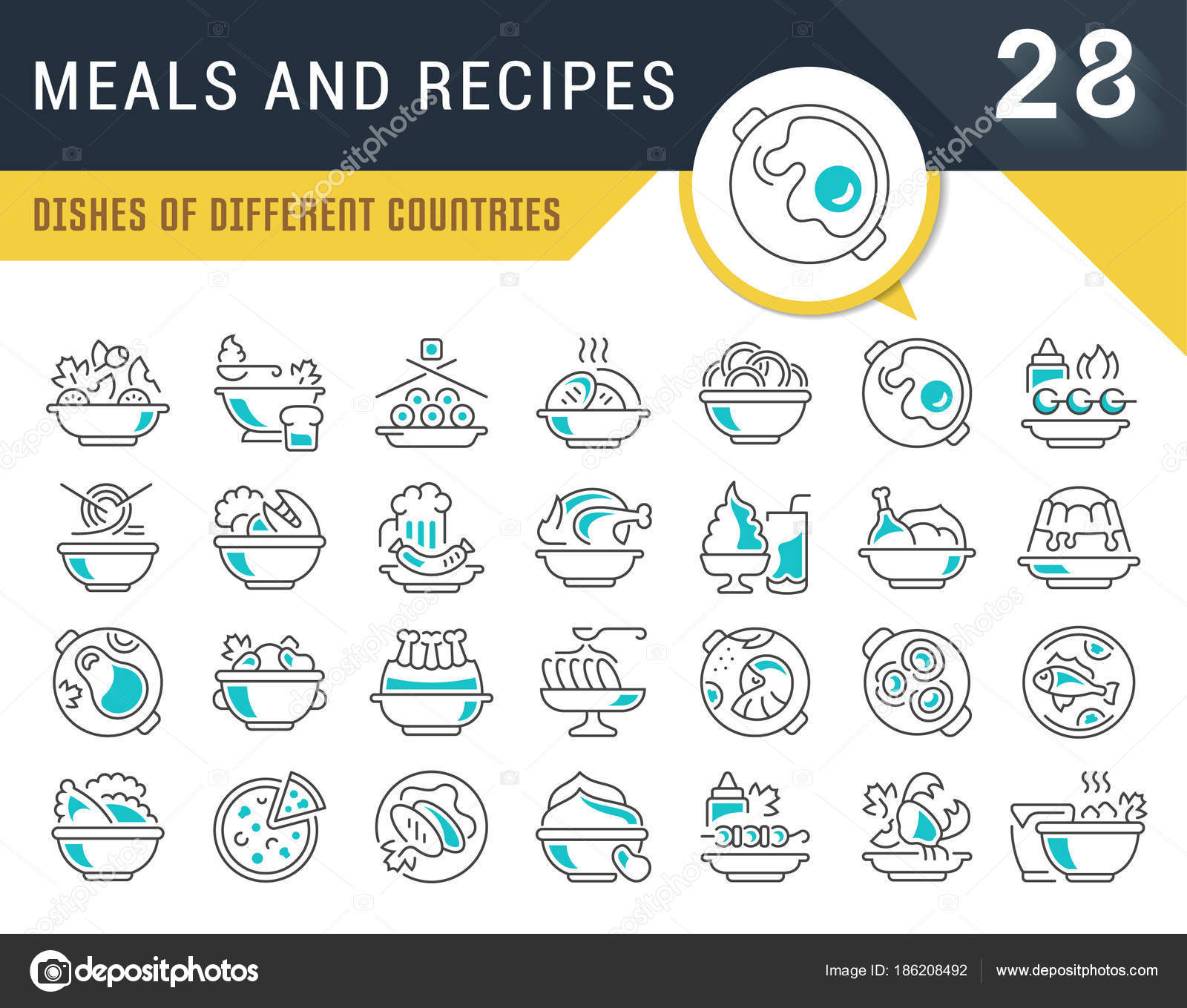 Set Vector Line Icons of Meals and Recipes. Stock Vector Image by ...