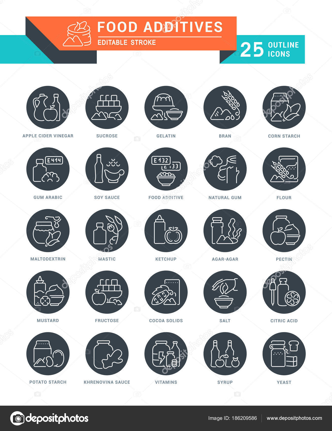 Set Vector Line Icons of Food Additives. Stock Vector Image by ...