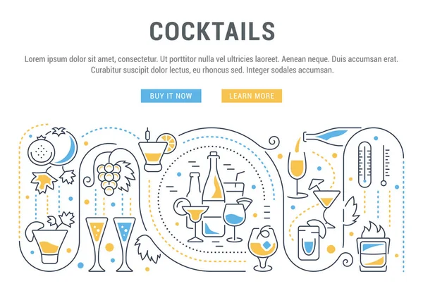 Website Banner and Landing Page of Cocktails. Stock Vector by ...