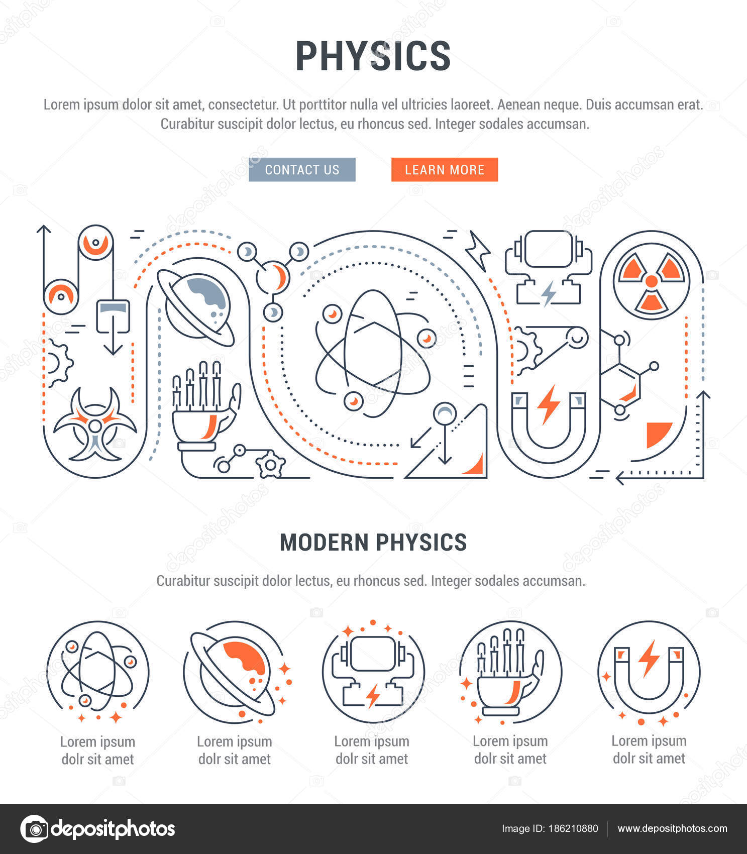 Website Banner and Landing Page of Physics. — Stock Vector ...