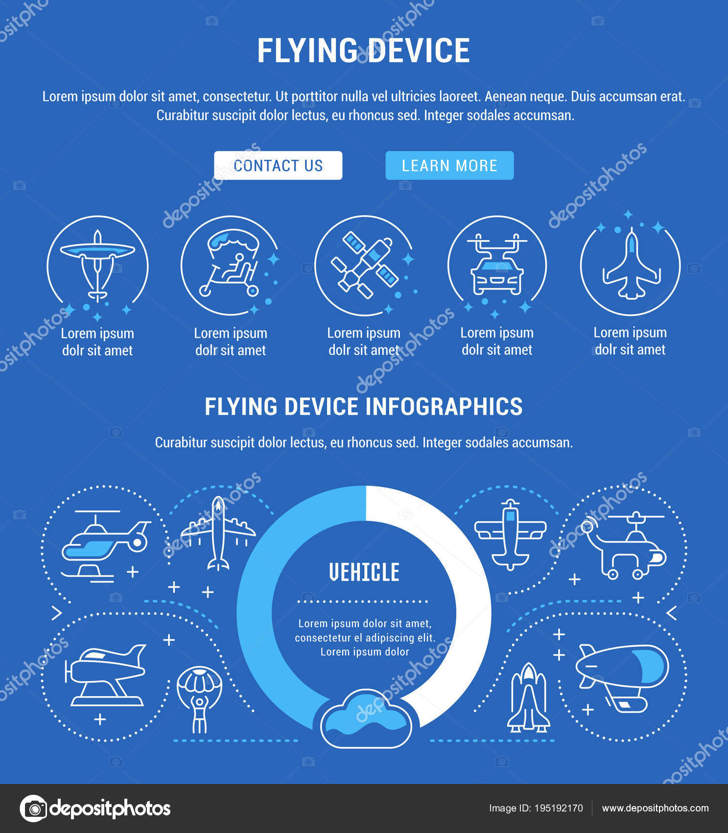 Website Banner and Landing Page of Flying Device. Stock Vector by ...