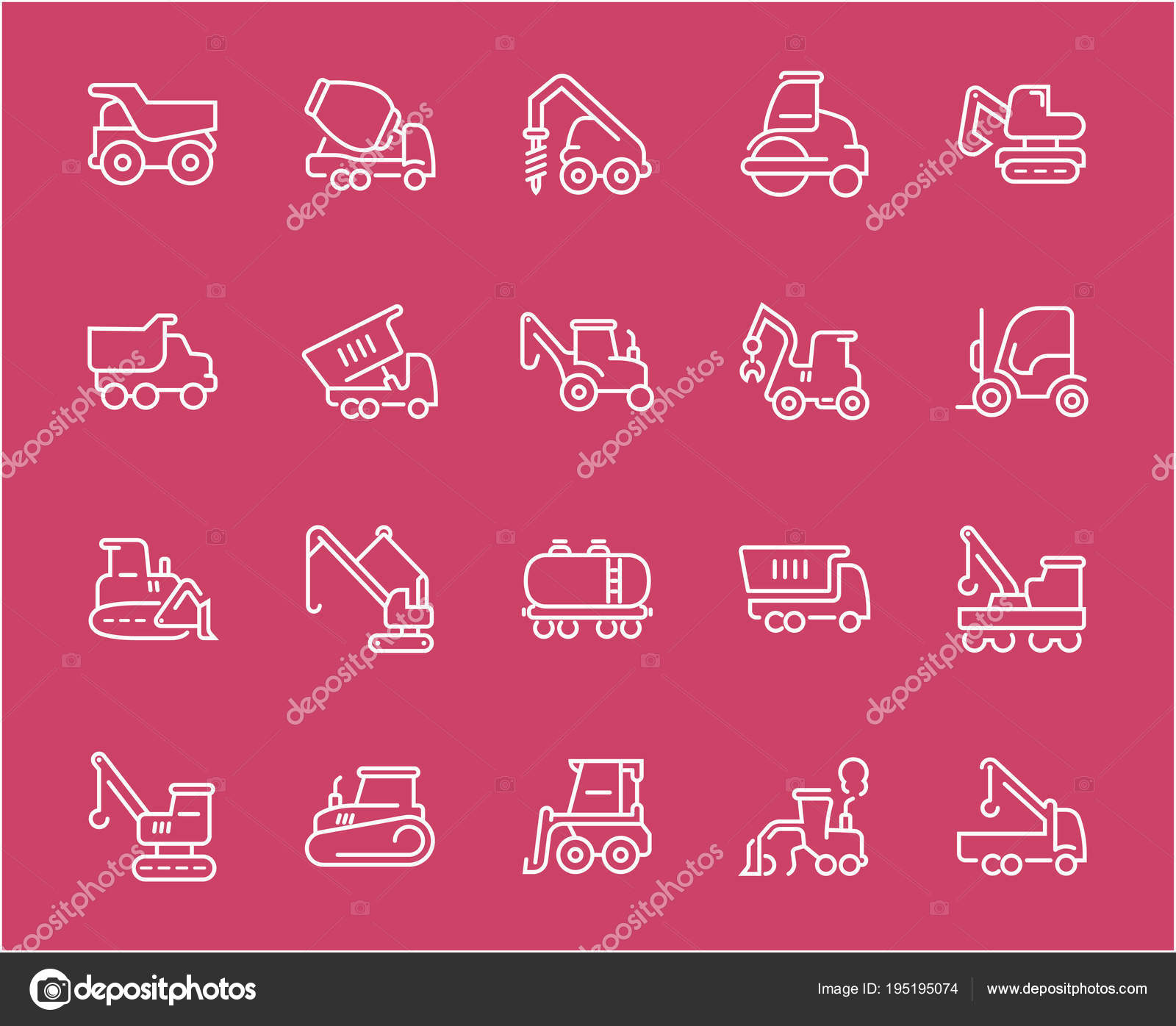 Set of Line Icons of Heavy Equipment. Stock Vector by ©andrei45454 ...