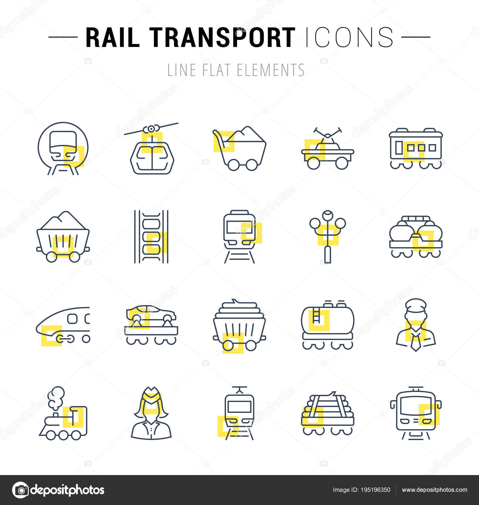 Set Vector Line Icons of Rail Transport. ⬇ Vector Image by ...
