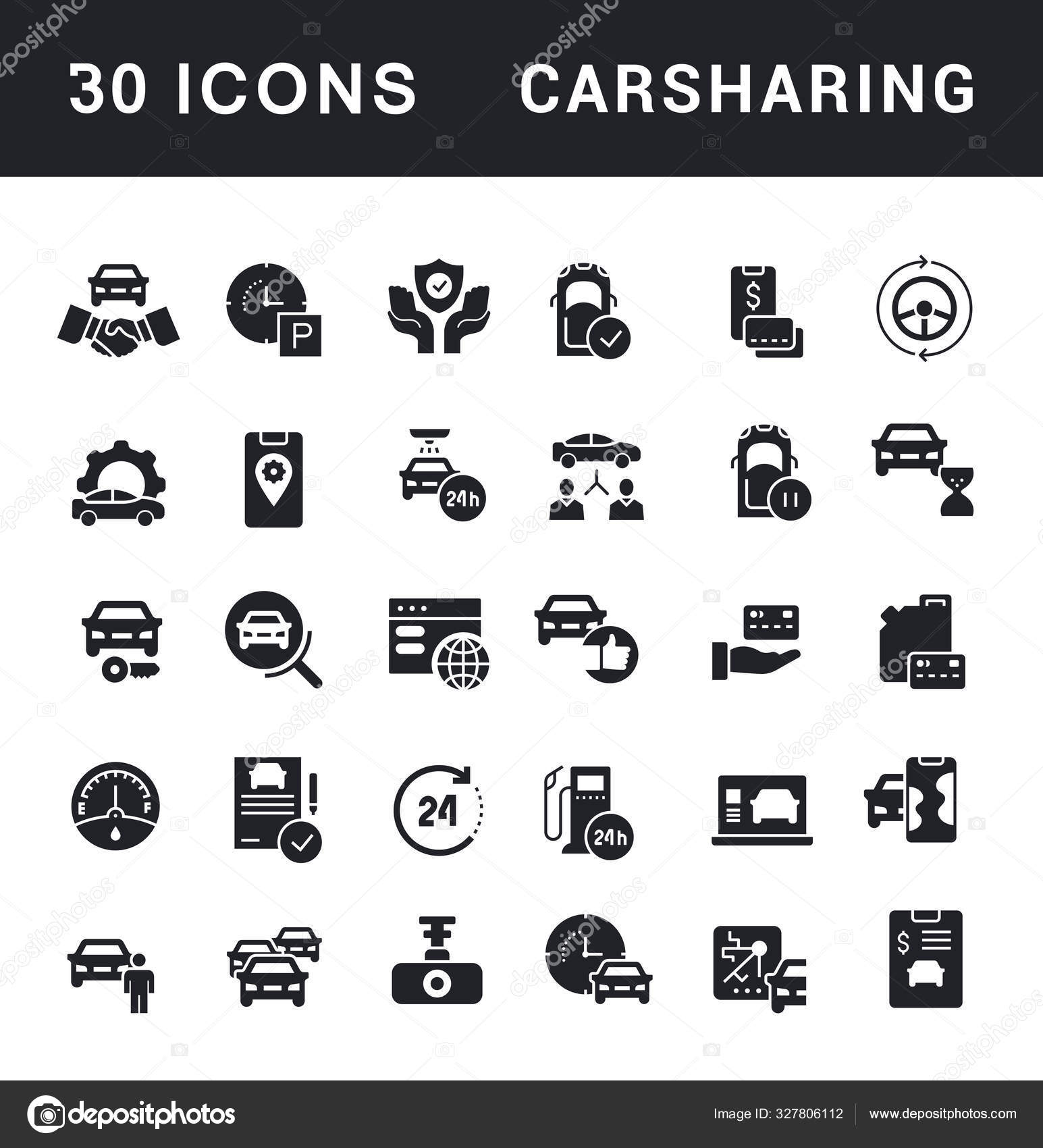 Set of Simple Icons of Carsharing Stock Vector Image by ©andrei45454 #327806112