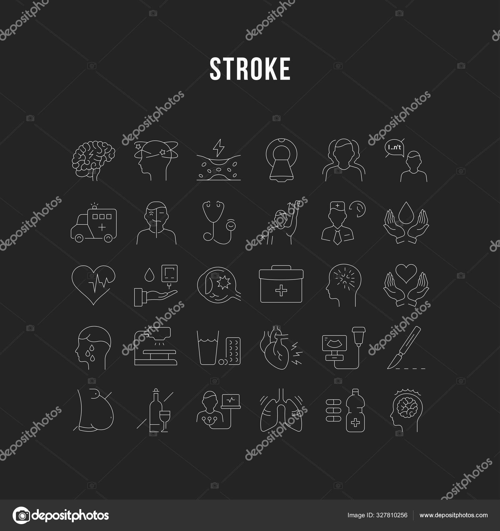Set Vector Flat Line Icons of Stroke Stock Vector by ©andrei45454 327810256