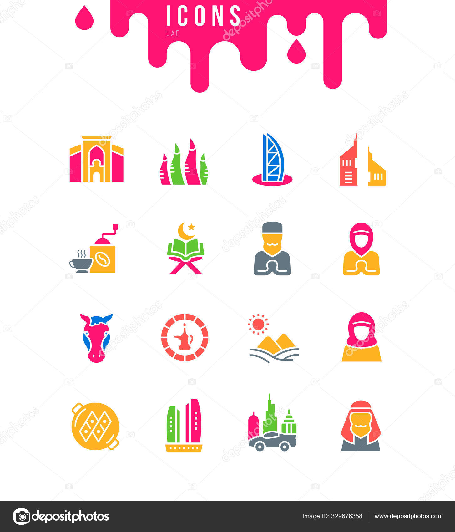 Set of Simple Icons of UAE Stock Vector Image by ©andrei45454 #329676358