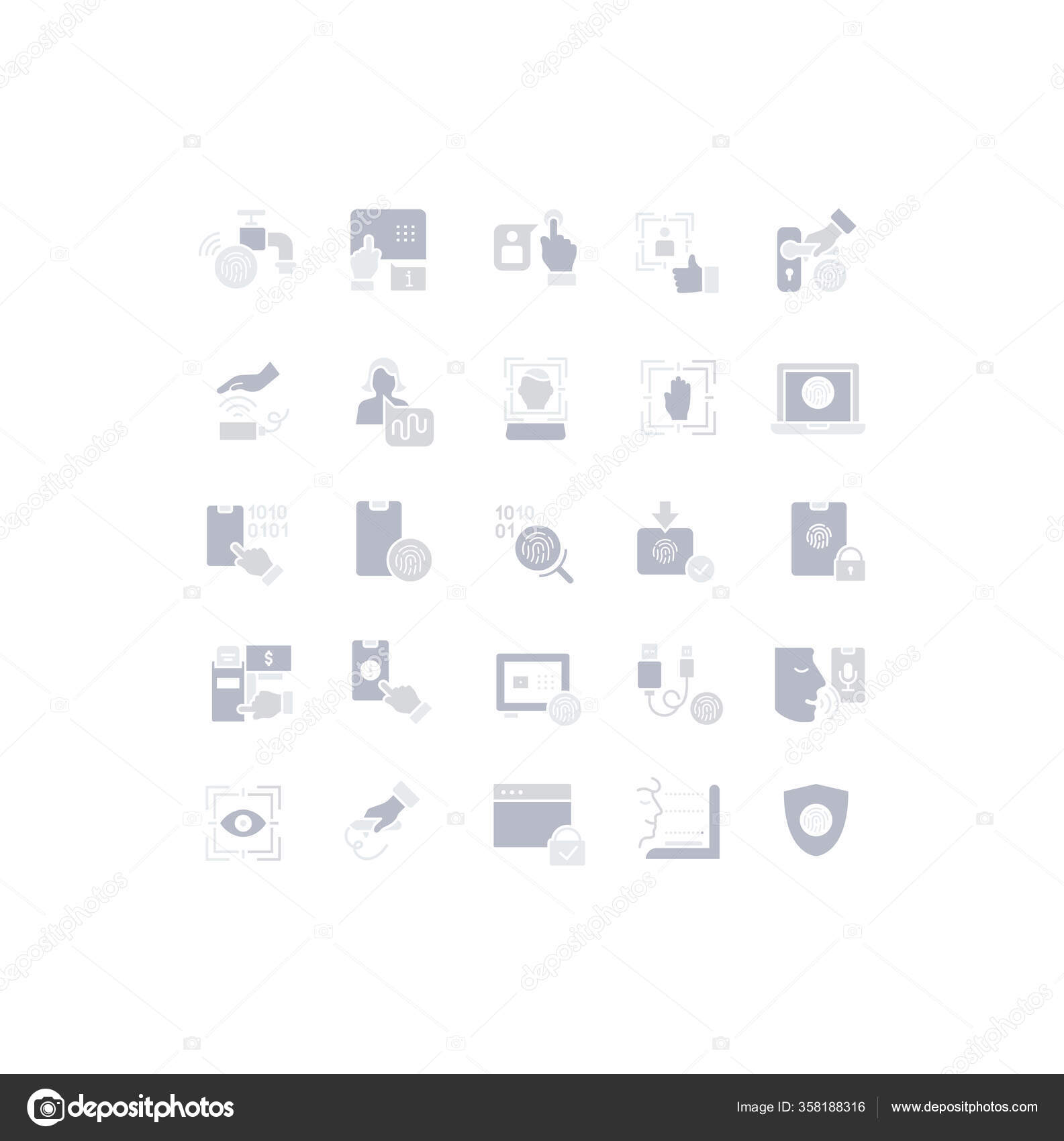 Collection Simple Icons Biometrics White Background Modern Gray Shadows ...