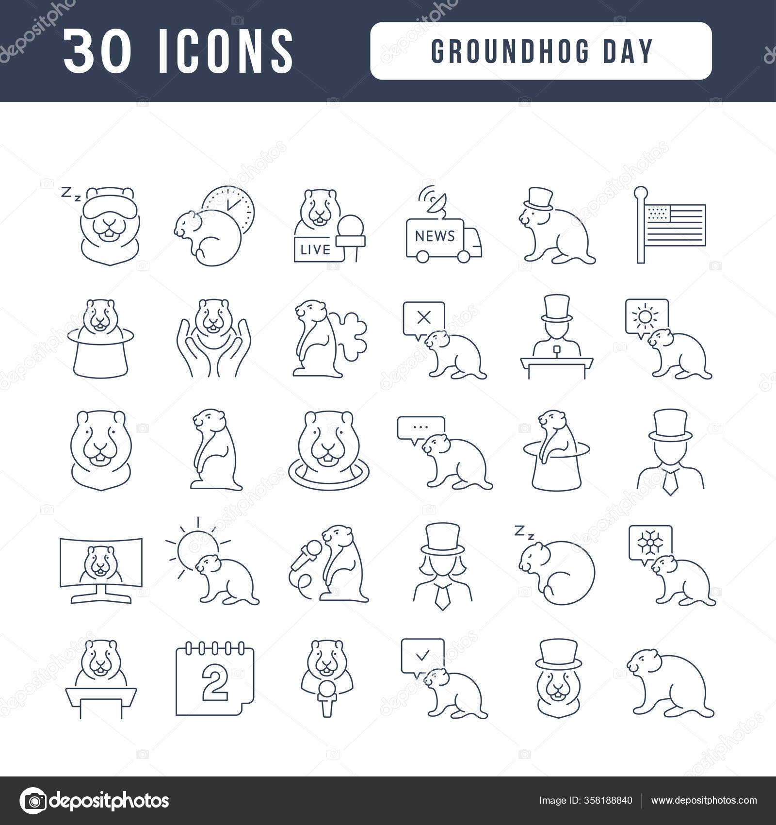 Set Vector Line Thin Icons Groundhog Day Linear Design Mobile Stock Vector Image by ©andrei45454 ...