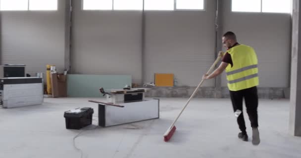 Employee Construction Worker Feels Energetic Happy Work Dances While ...