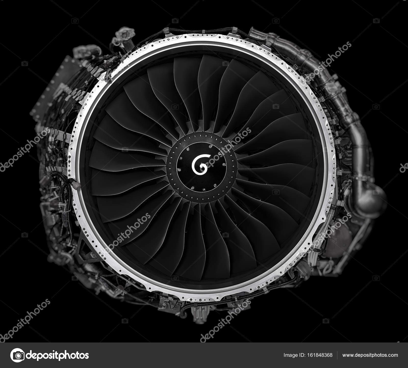 Jet engine front view isolated on black background. Stock Photo by ...
