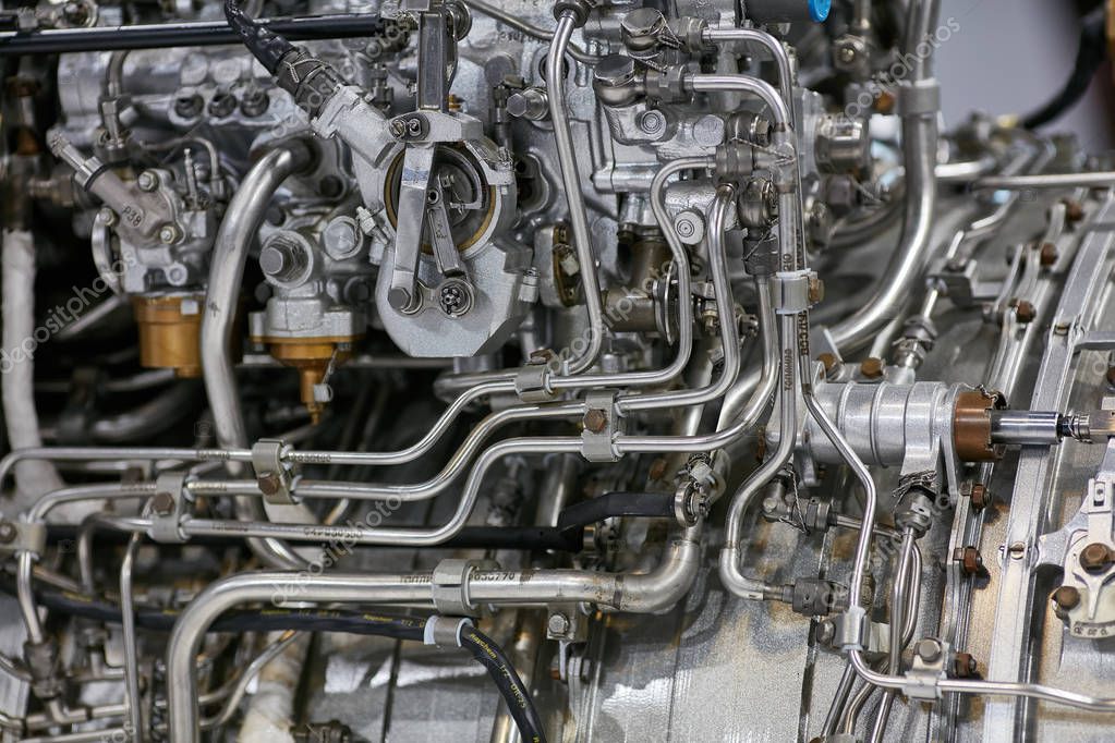 Jet engine. airplane engine side view close up — Stock Photo © Baranov ...