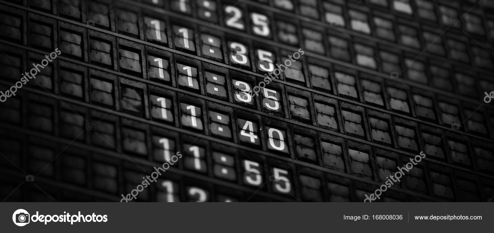 Time boards at the airport. Flight information mechanical timetable ...