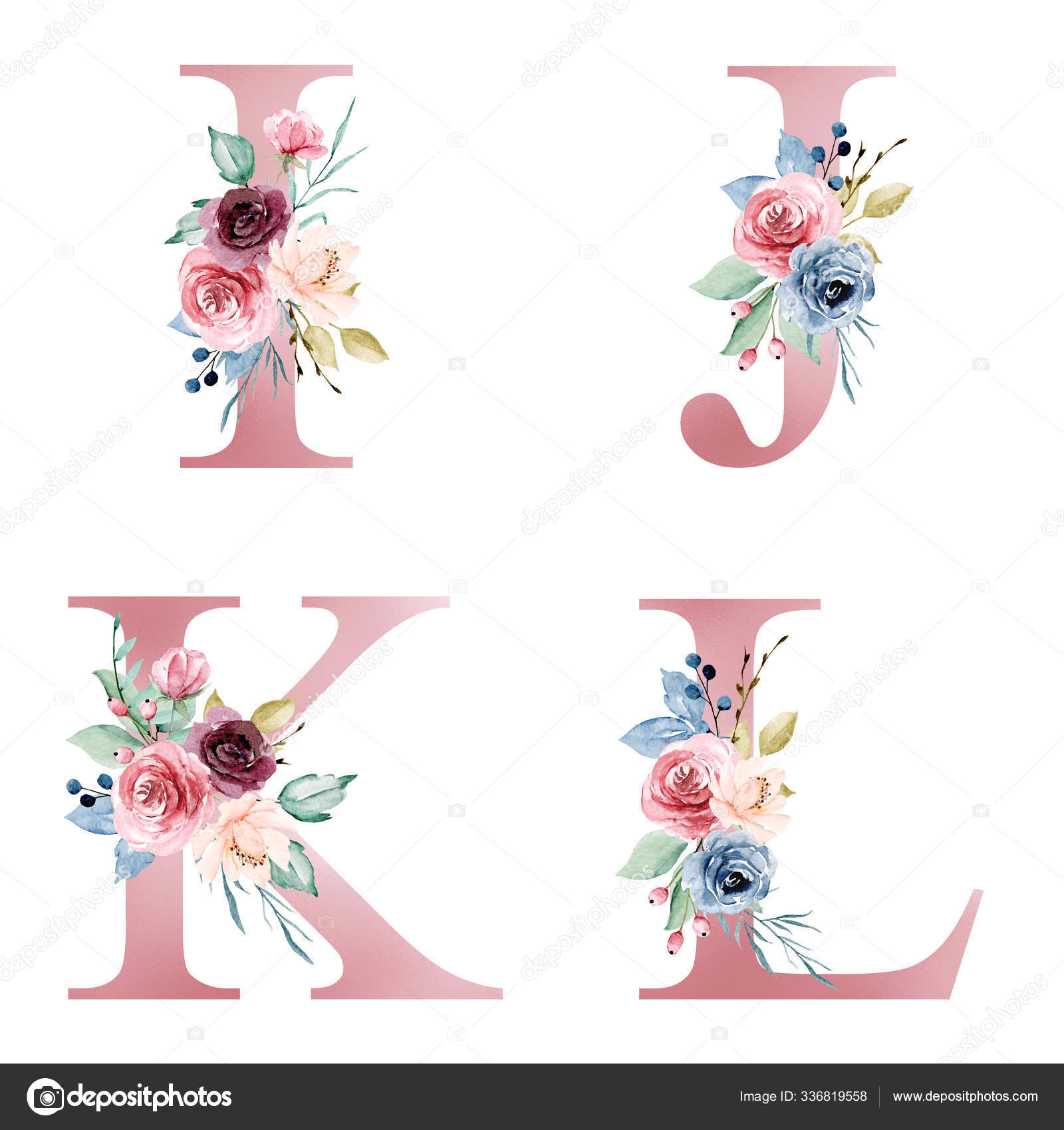 Alfabeto Floral Letras Com Flores Aquarela Design Arte Criativa ...