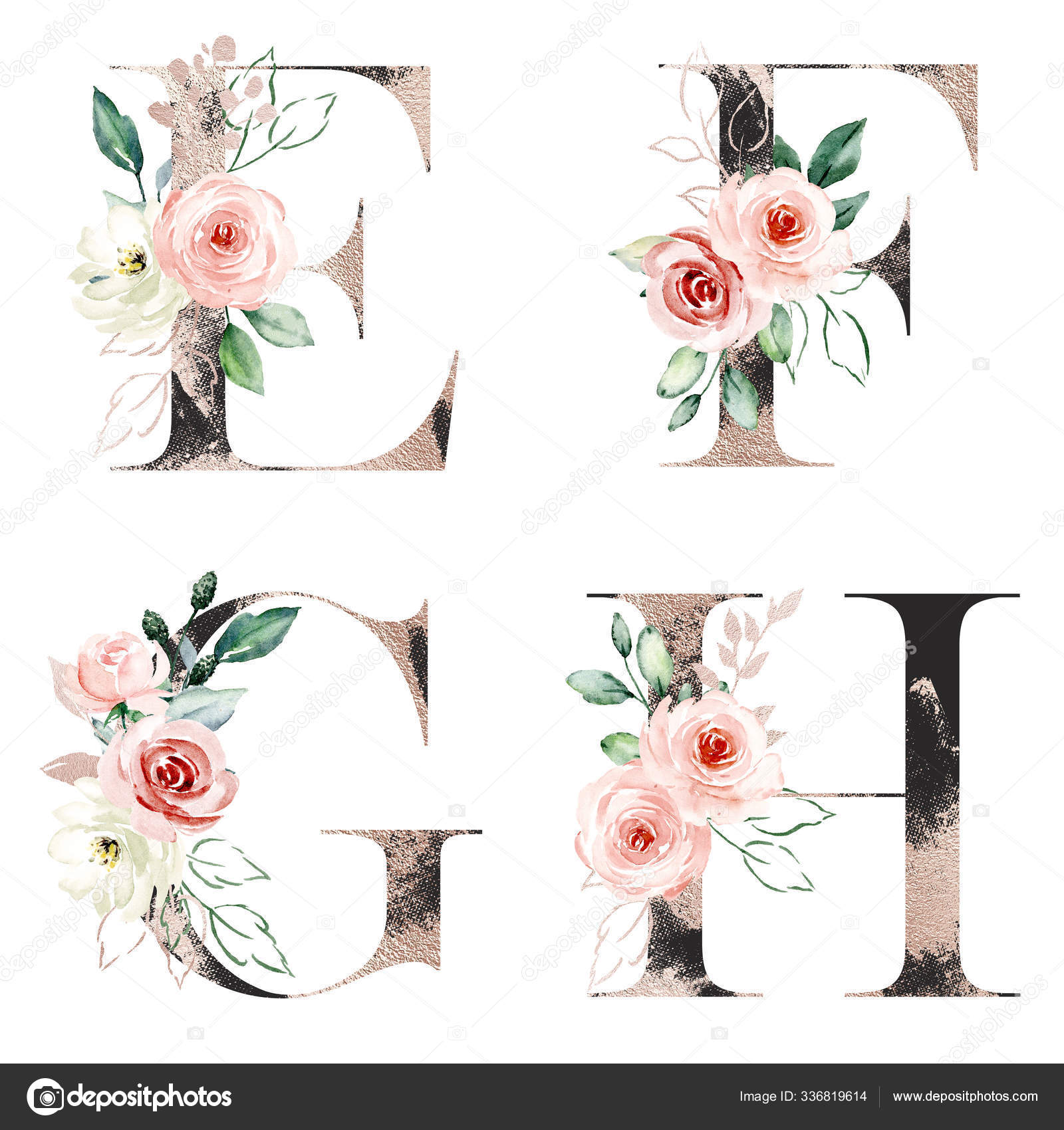 Mooie Letters Gezet Met Bloemen Bladeren Aquarelverf — Stockfoto © MaslovaLarisa #336819614