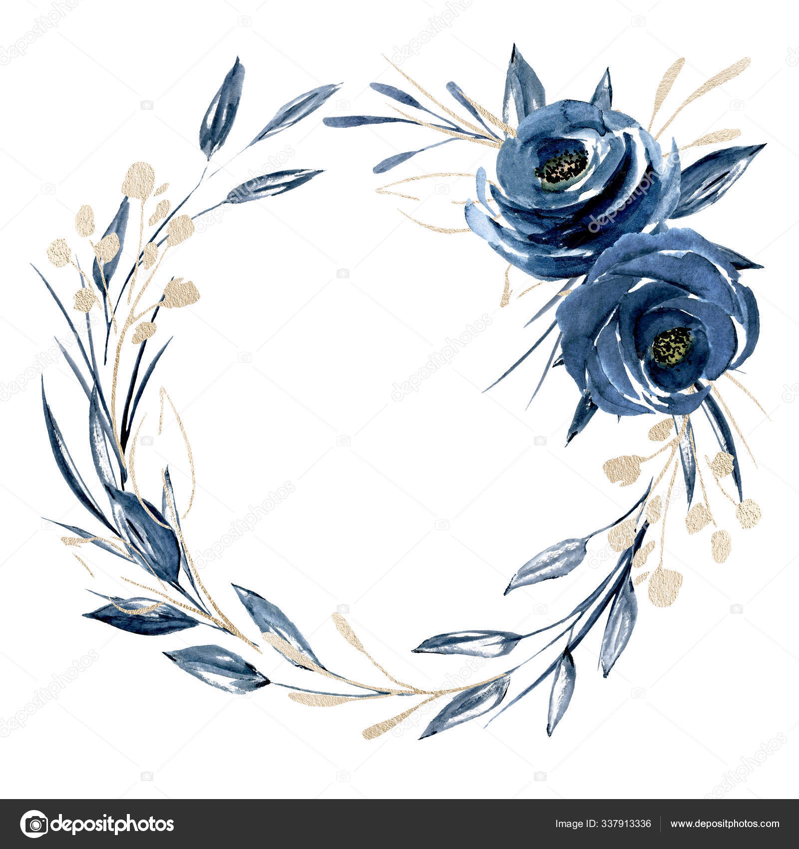 Navy Blue Flowers Clip Art