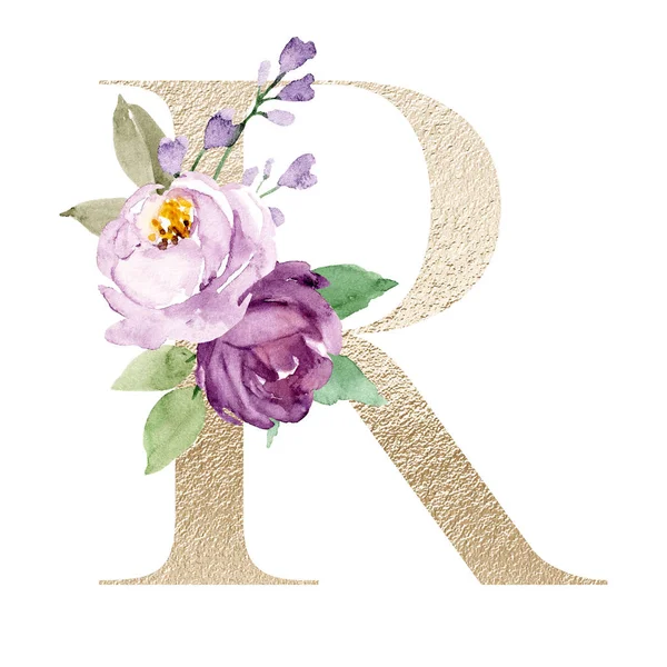 Cute Watercolor Art Painting Letter Flowers Leaves Floral Alphabet ...