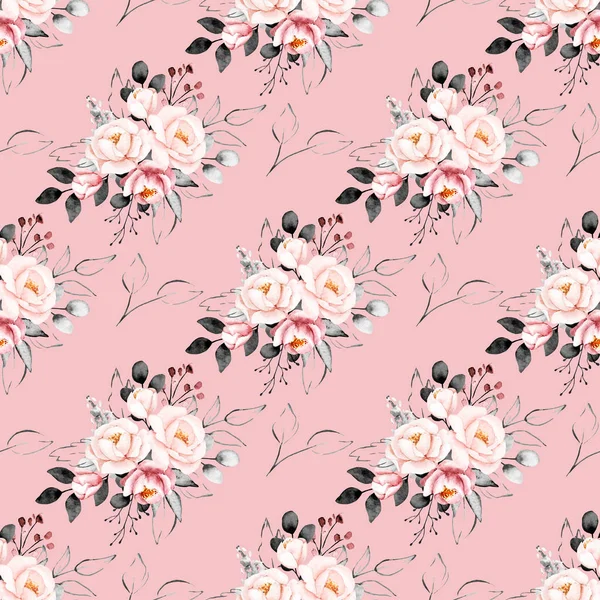 Floral Concept Seamless Pattern Watercolor Painting Repeat Background ...